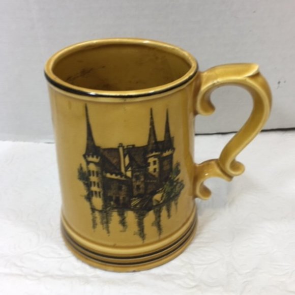 Enesco | Dining | Vtg Ceramic Enesco Mustard Yellow Beer Stein Rhine ...